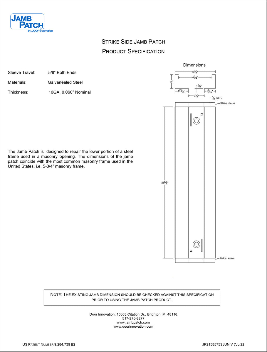 Strike Side Jamb Patch – Door Innovation