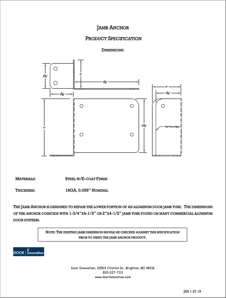 Jamb Anchor Side Jamb Kit – Door Innovation