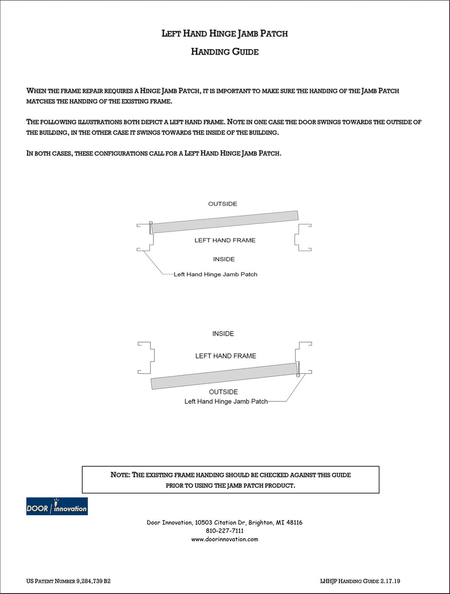 Left Hand Hinge Jamb Patch Kit – Door Innovation